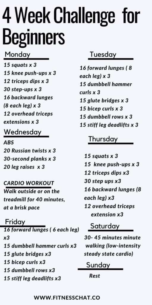 Best 30 Day Workout Plan for Beginners at Home (PDF)