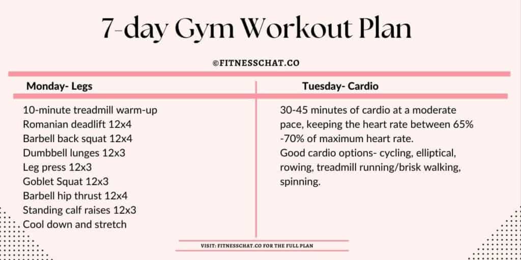 7 Day Gym Workout Plan for Weight Loss by Suzy {FREE PDF}