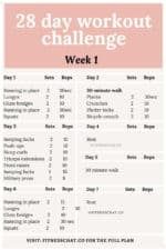 28 Day Workout Challenge to Start Exercising Again (Free PDF)