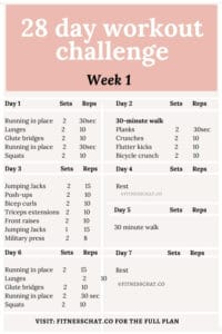 28 Day Workout Challenge to Start Exercising Again (Free PDF)