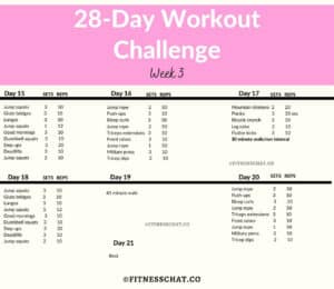 28 Day Workout Challenge to Start Exercising Again (Free PDF)