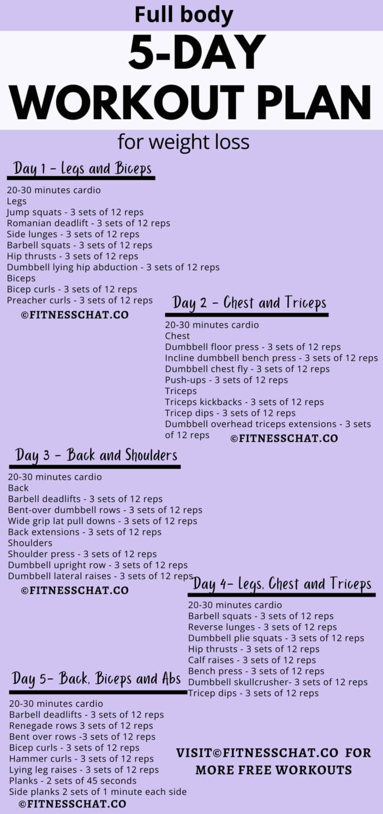 5 Day Workout Routine for Women